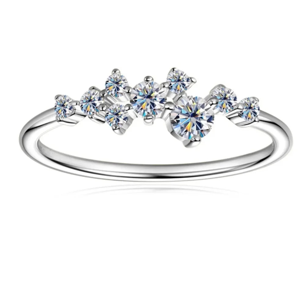 Moissanite Rings for Women 18k White Gold D VVSI Wedding Band S925 St ...